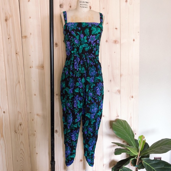 Pants & Jumpsuits | Vintage Redone 9s Floral Tank Jumpsuit | Poshmark